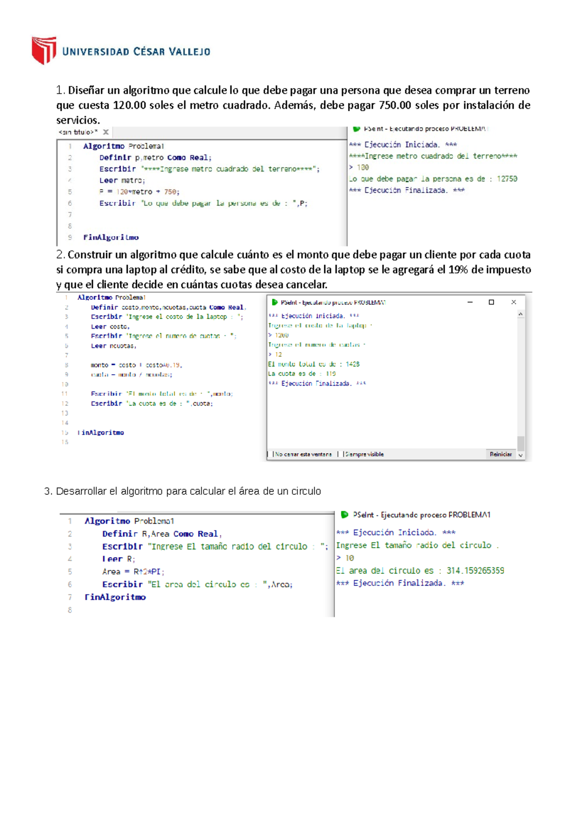 Guía Laboratorio 2-Mori - Diseñar un algoritmo que calcule lo que debe ...