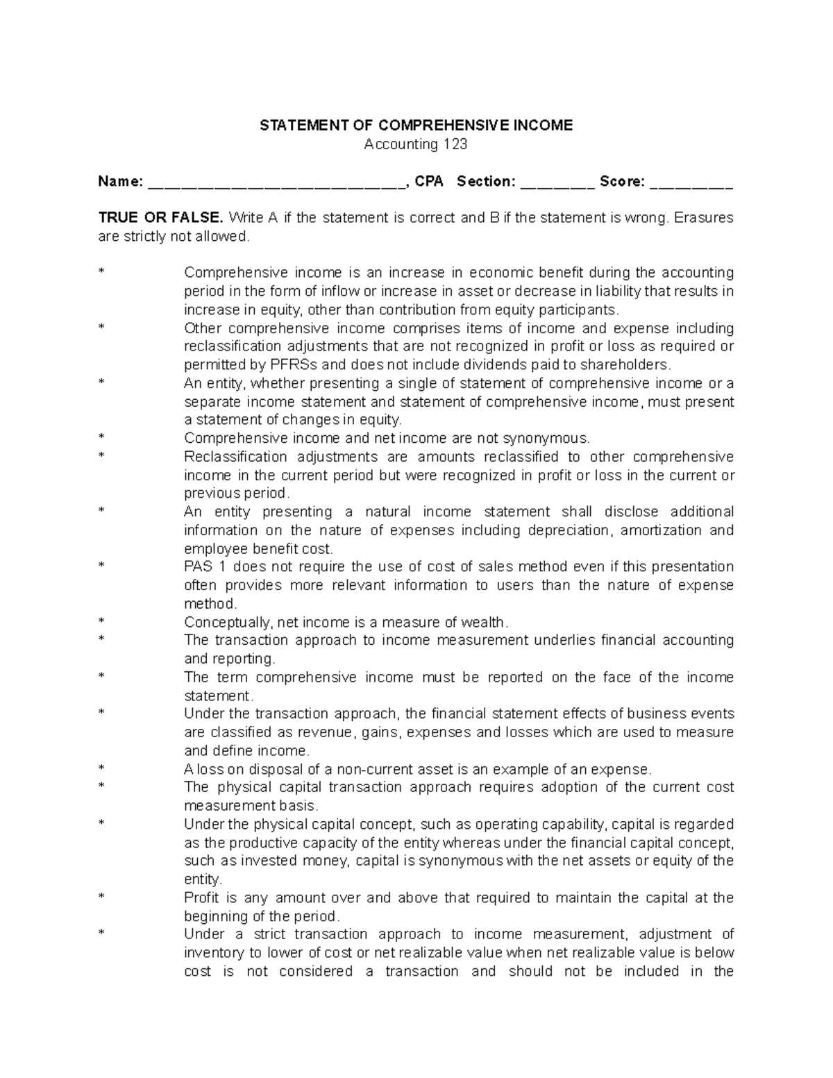 2 Statement of Comprehensive Income - STATEMENT OF COMPREHENSIVE INCOME ...