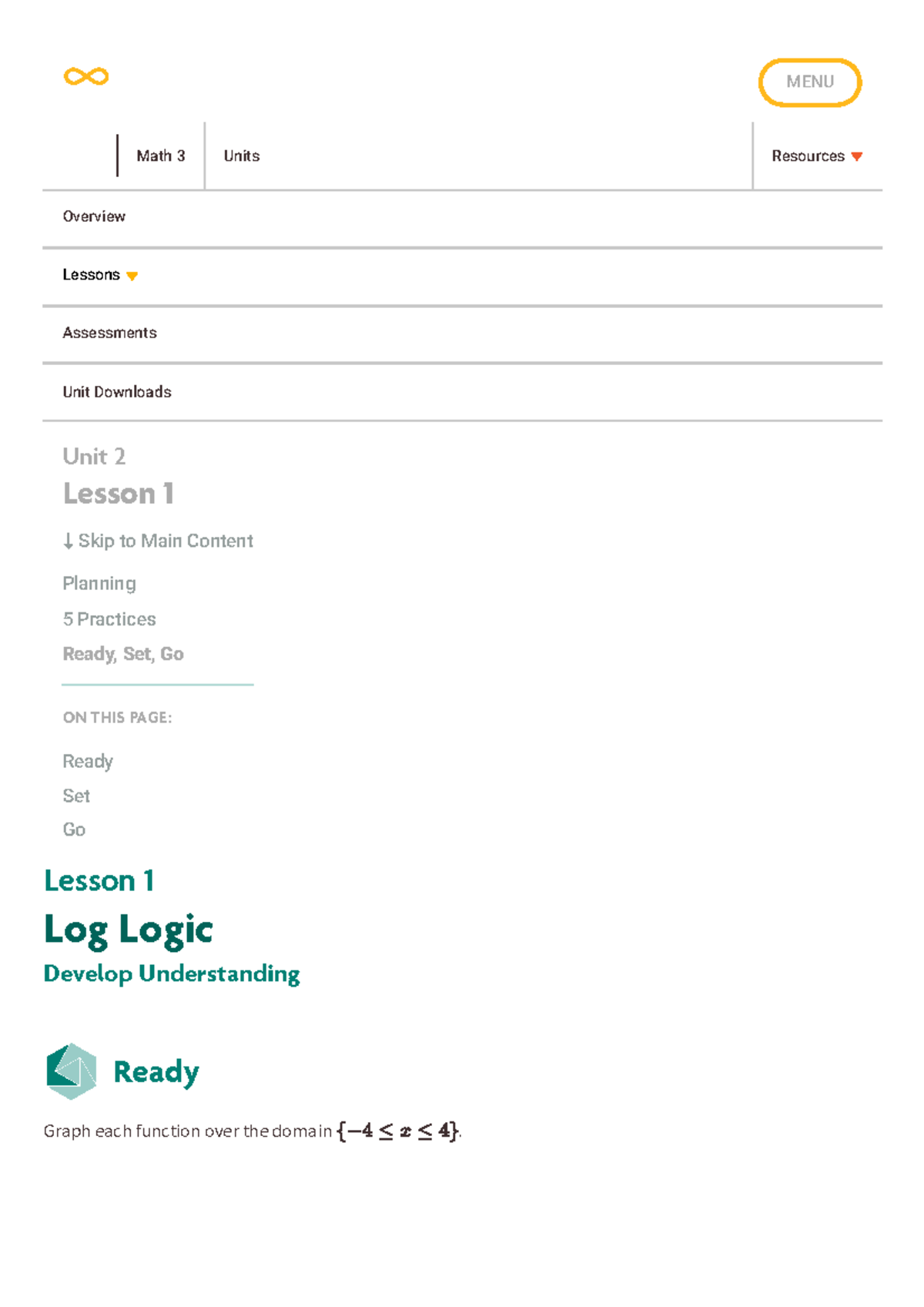 IM3 - Unit 2 - Lesson 1 - Ready Set Go - MENU Math 3 Units Resources ...