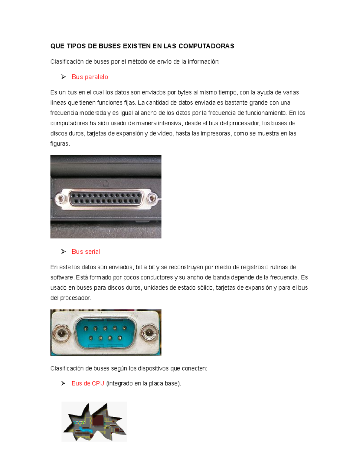 QUE Tipos DE Buses Existen EN LAS Computadoras Freddy - QUE TIPOS DE ...