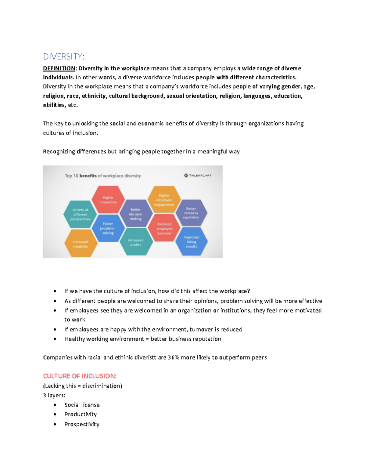 Diversity BSNS111 - Exam Notes. - DIVERSITY: DEFINITION: Diversity in ...