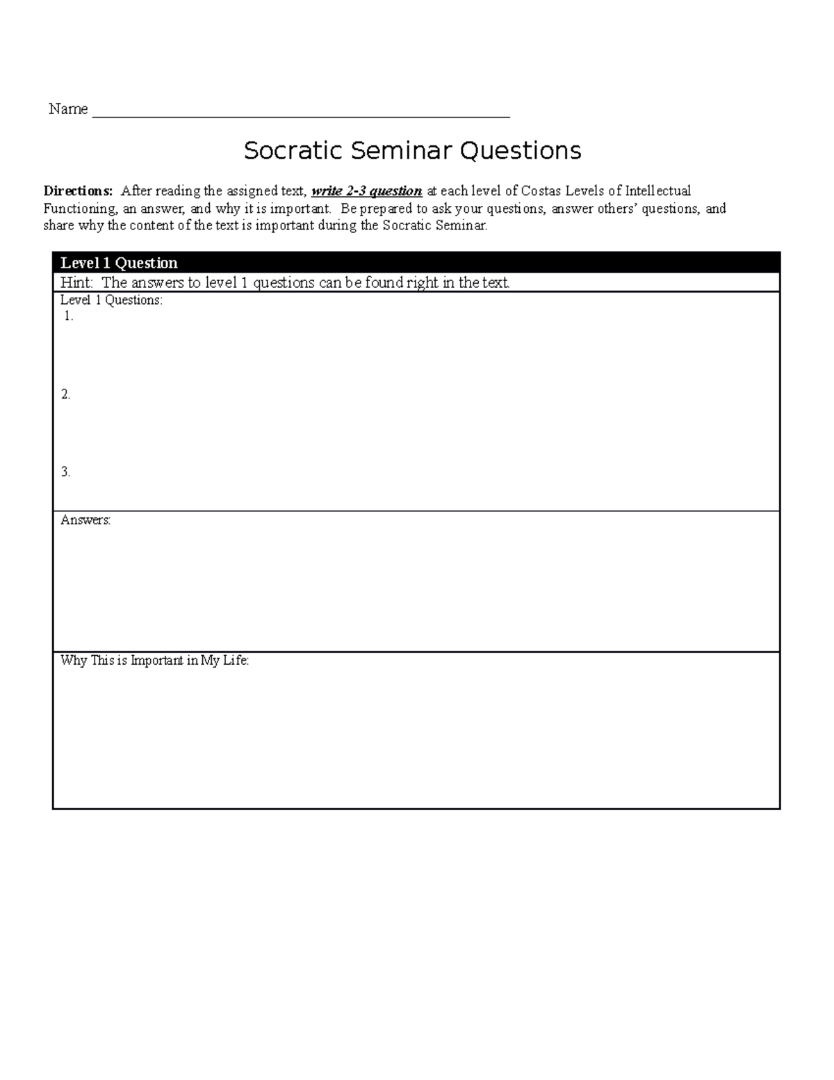 Seminar question template - Studocu