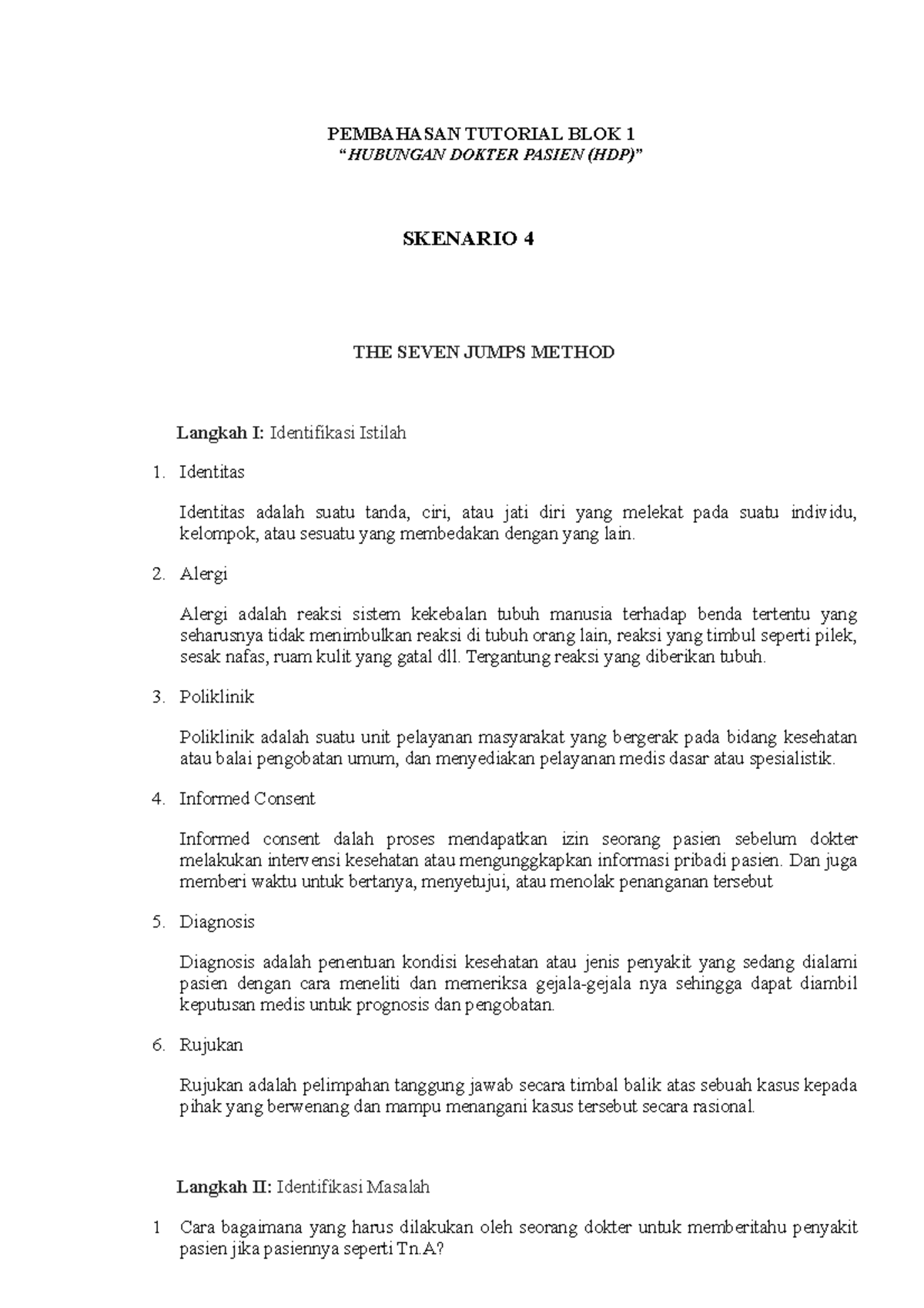 Hubungan dokter dan pasien - PEMBAHASAN TUTORIAL BLOK 1 “HUBUNGAN ...