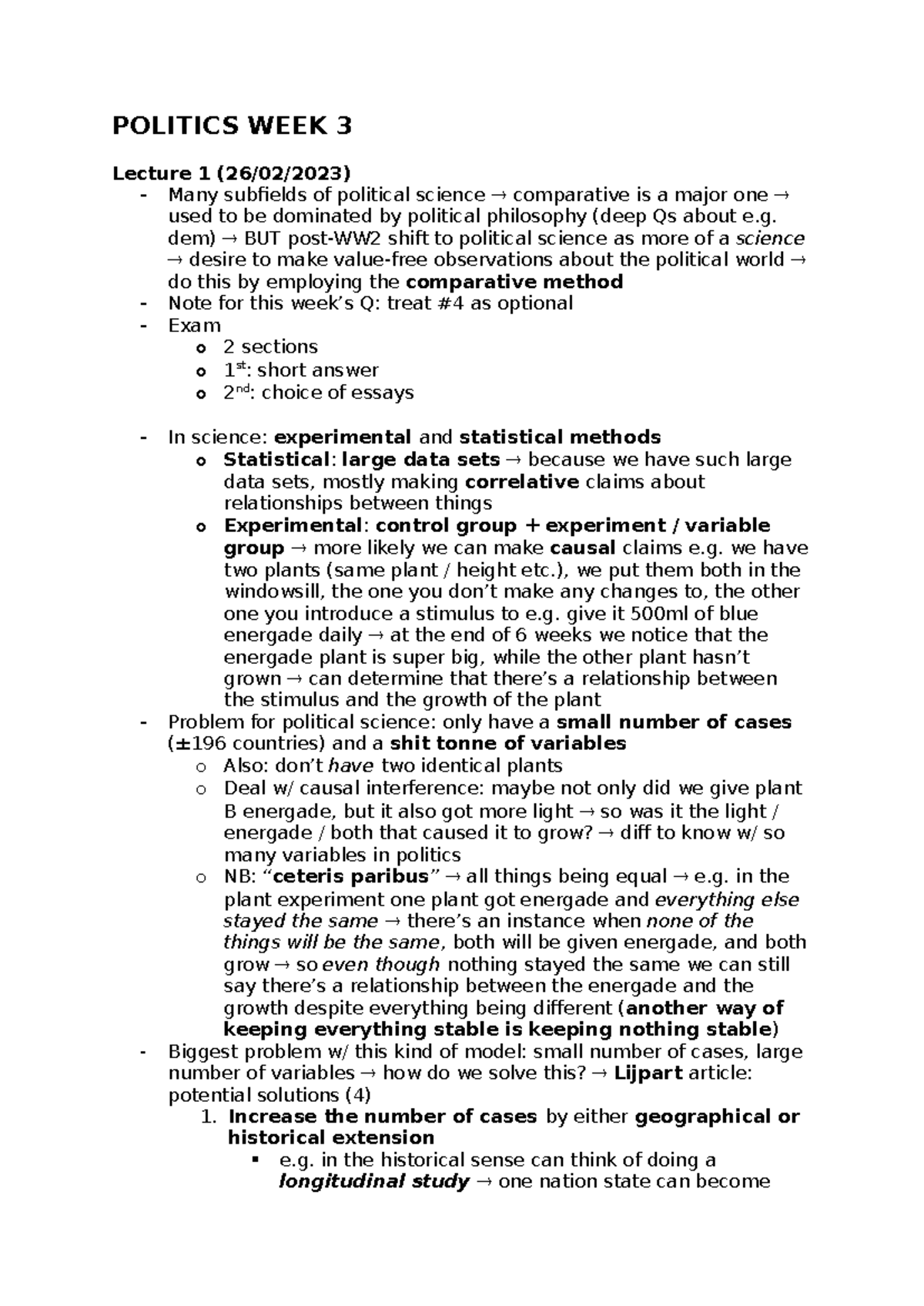 Methods - POLITICS WEEK 3 Lecture 1 (26/02/2023) - Many subfields of ...