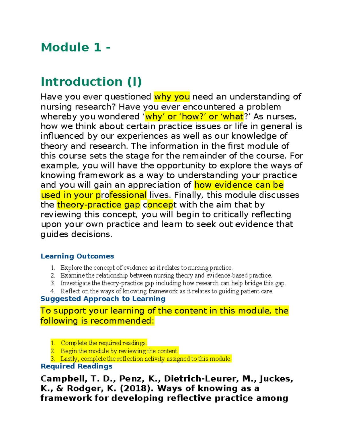 Module 1- finished - notes - Module 1 - Introduction (I) Have you ever ...