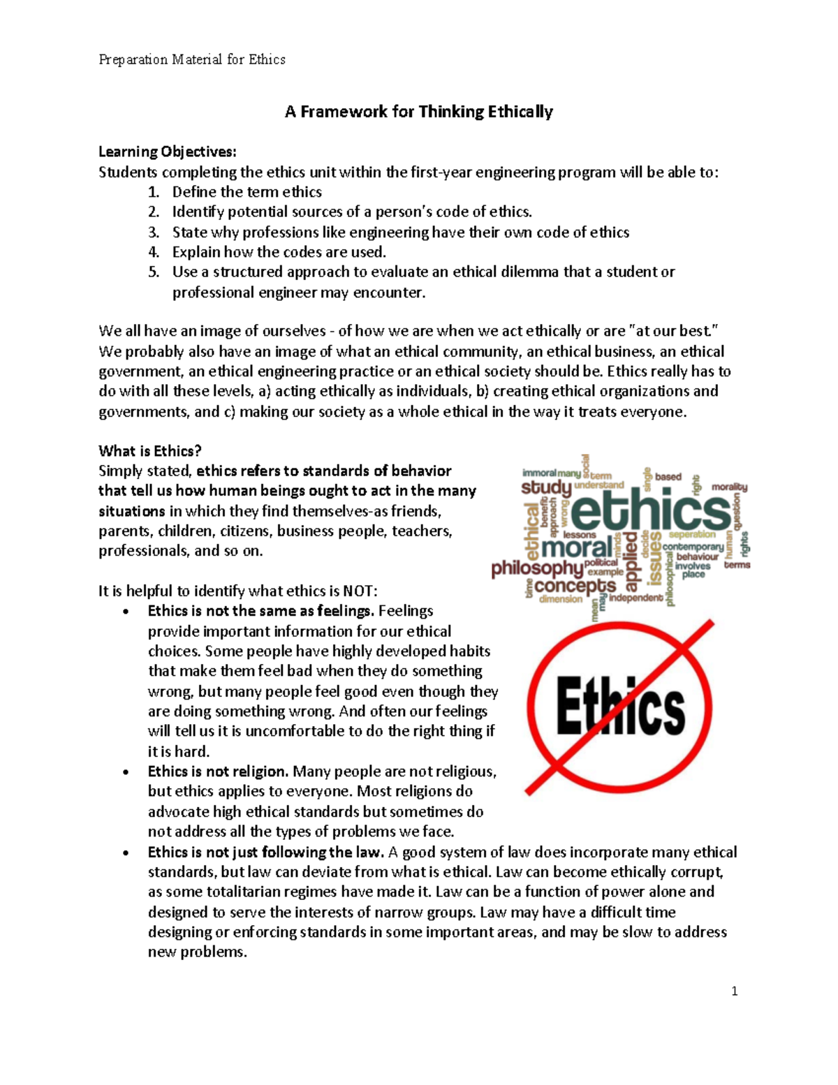 Class 02 Prep Ethics Reading - A Framework for Thinking Ethically ...