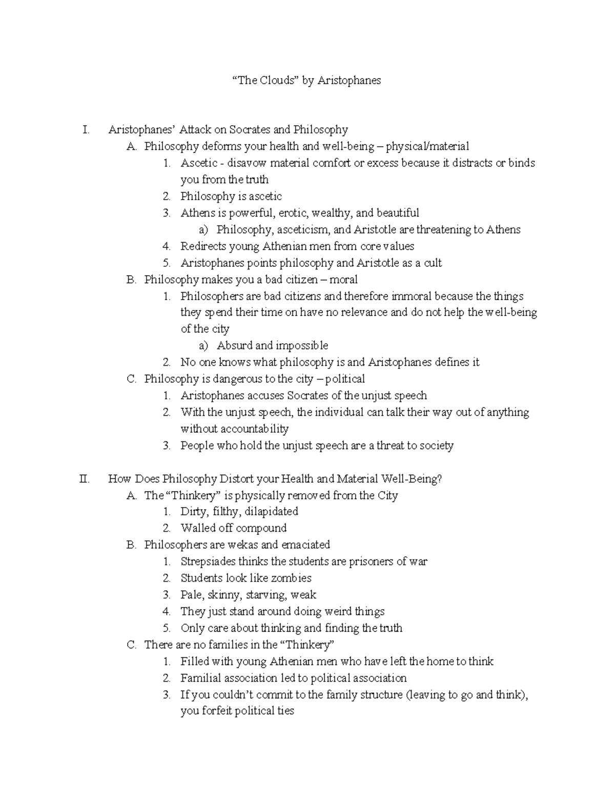 Aristophanes' The Clouds - “The Clouds” by Aristophanes I. II ...
