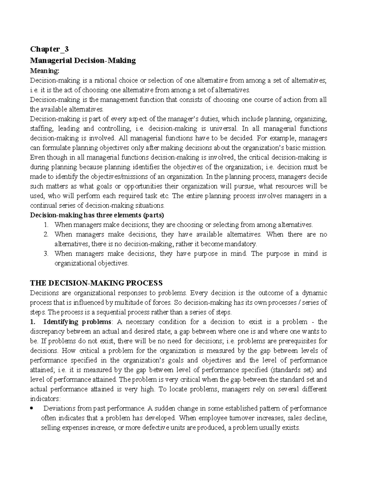 Chapter 3 Decision Making - Chapter_ Managerial Decision-Making Meaning ...