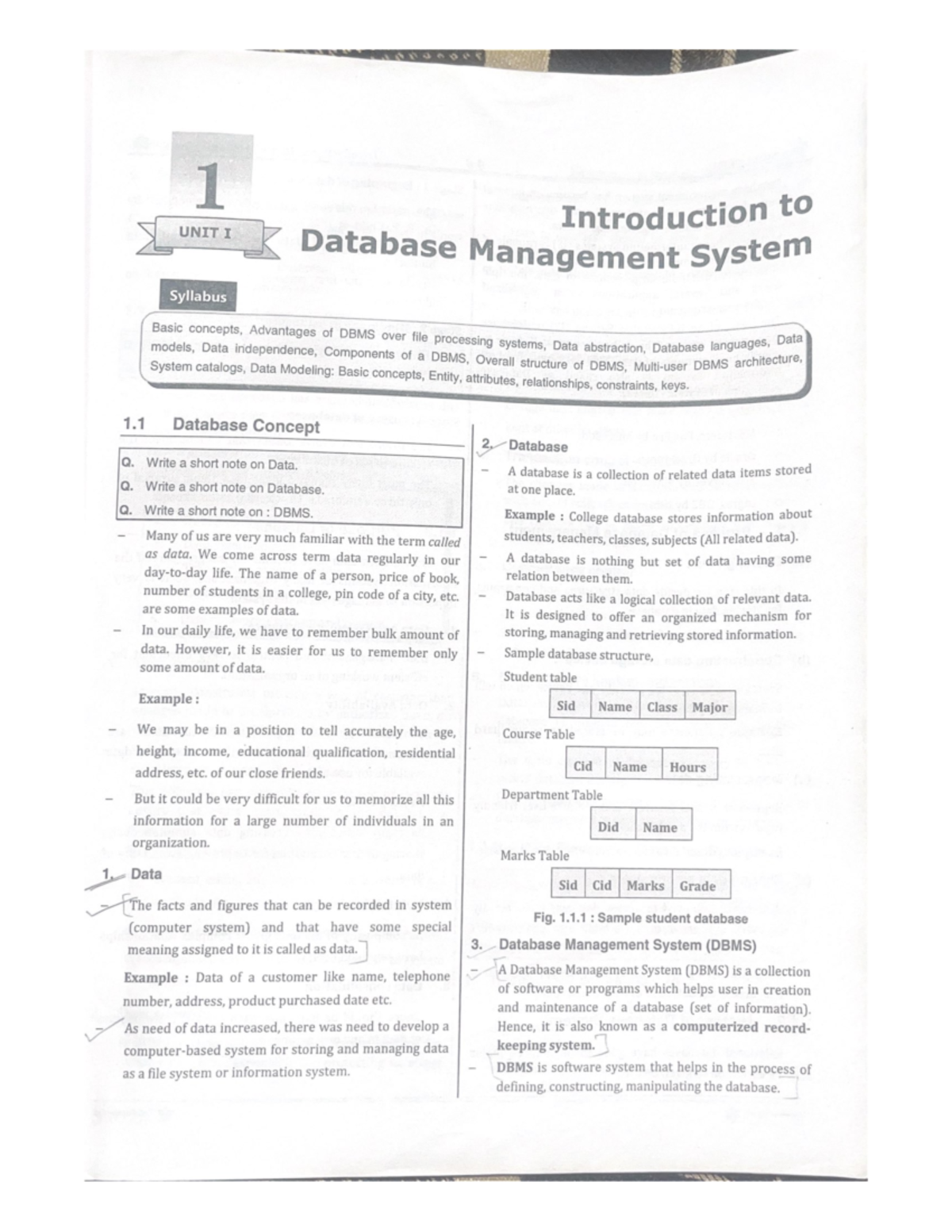 DBMS unit 1 - Artificial Intelligence and Machine Learning - Studocu