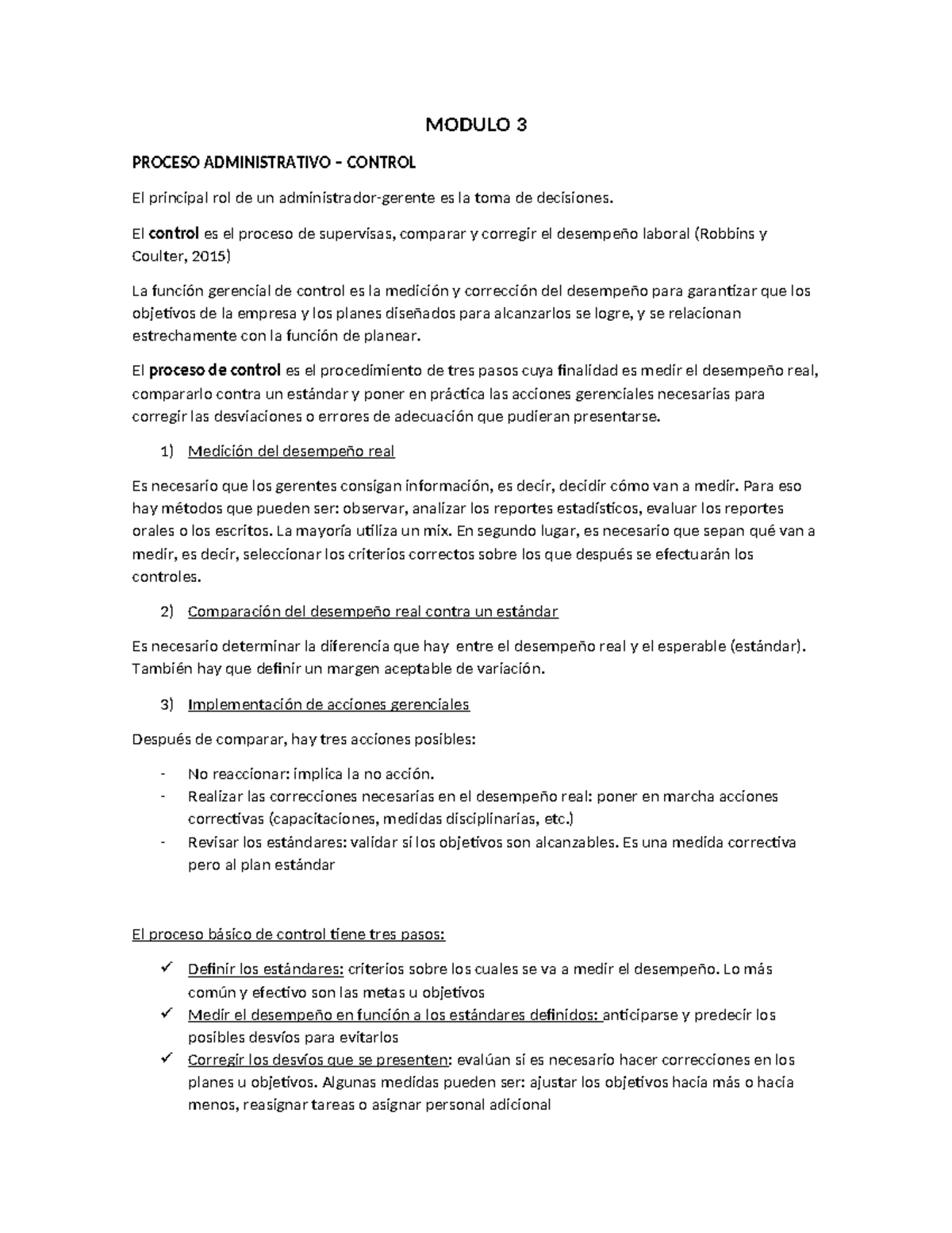 Modulo 3 - MODULO 3 PROCESO ADMINISTRATIVO – CONTROL El principal rol de un administrador ...