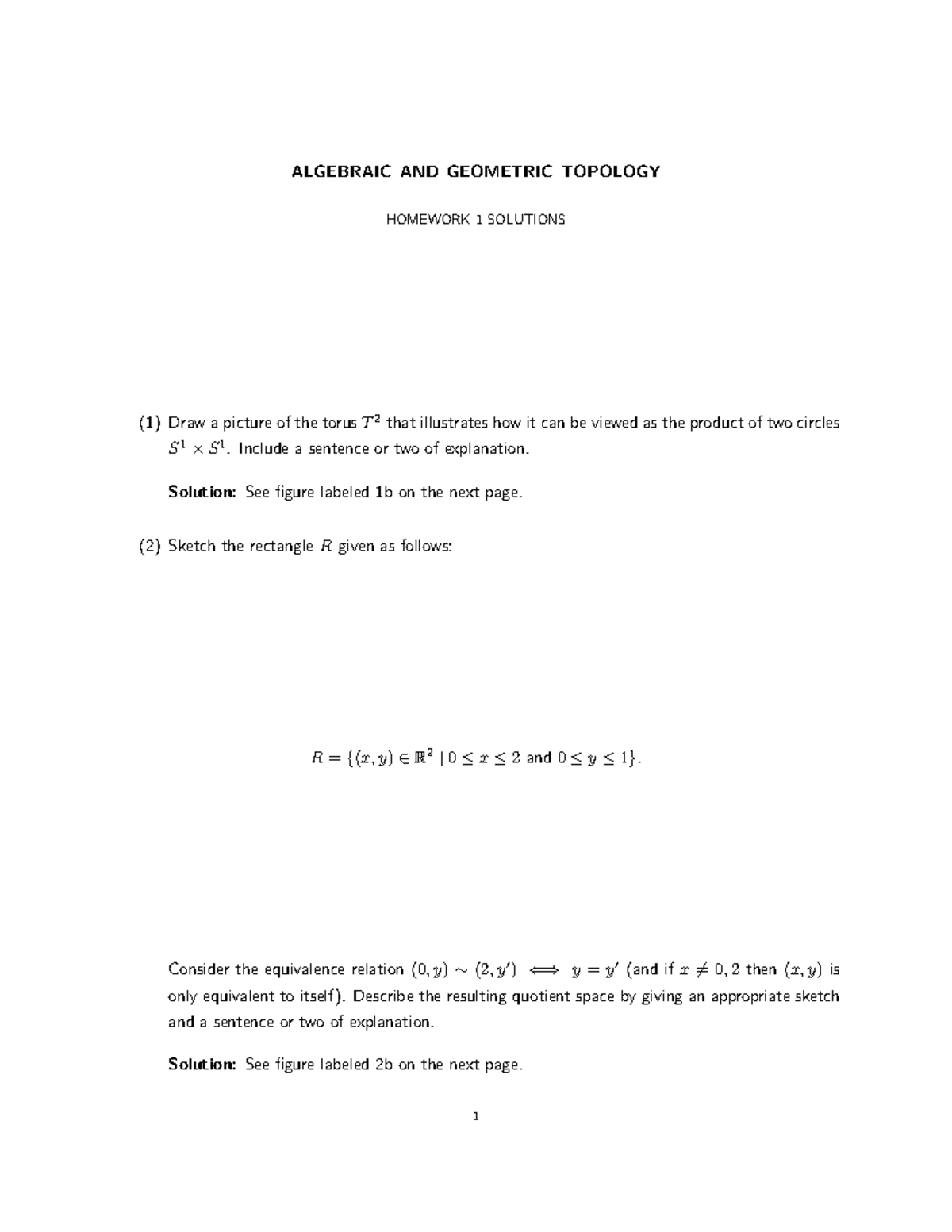 HW1-Sol - Detailed Solution of Home-work 1 - ALGEBRAIC AND GEOMETRIC ...