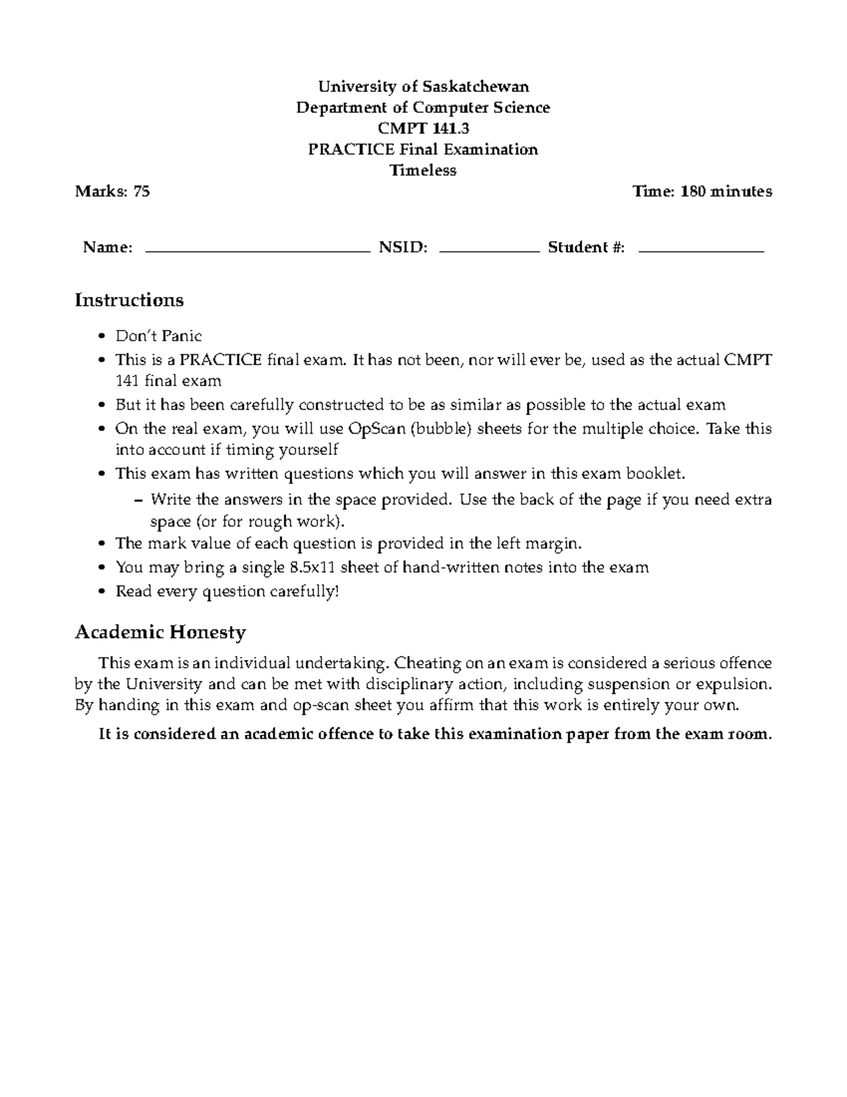 Final - University of Saskatchewan Department of Computer Science CMPT ...