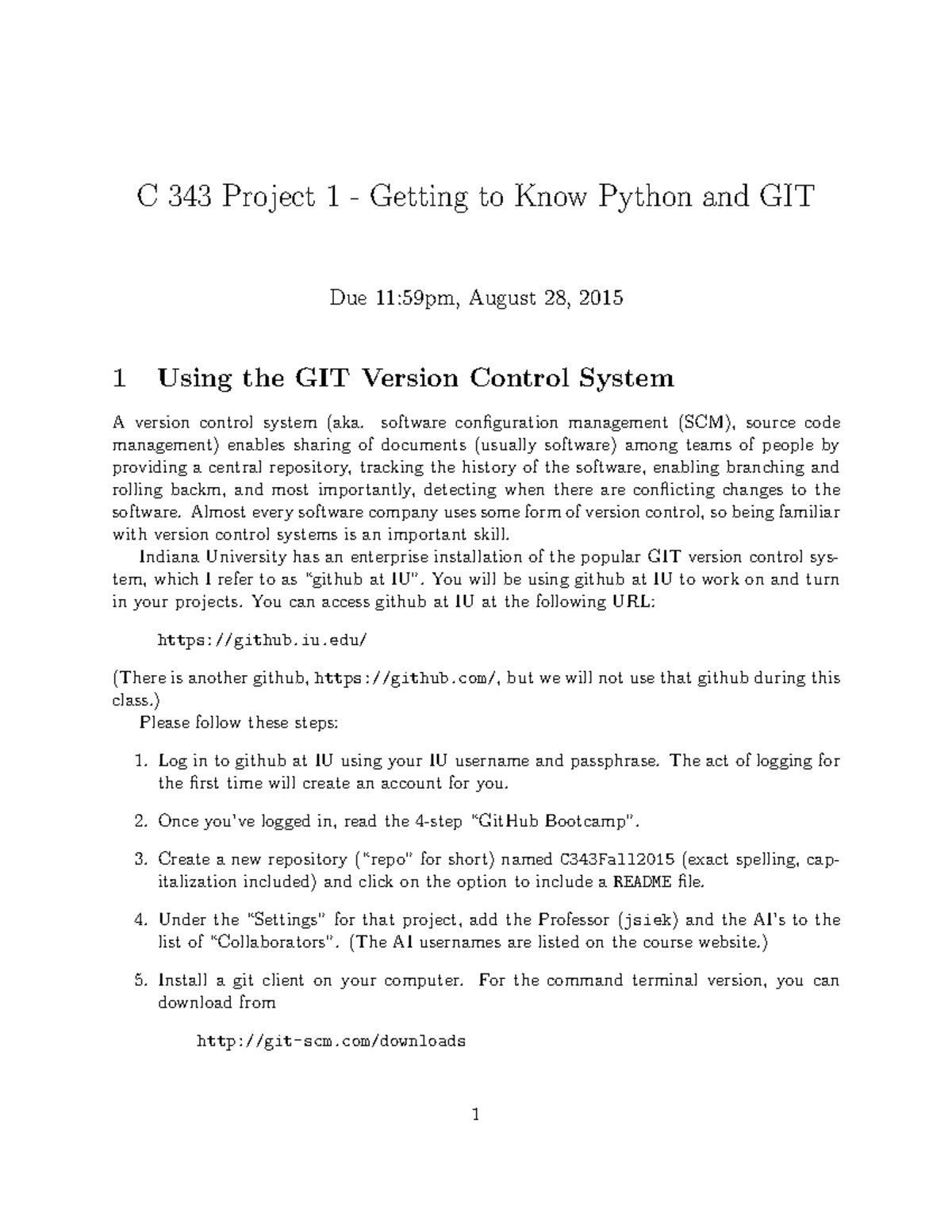 Seminar assignments - Project 1 - getting to know python and git - C ...