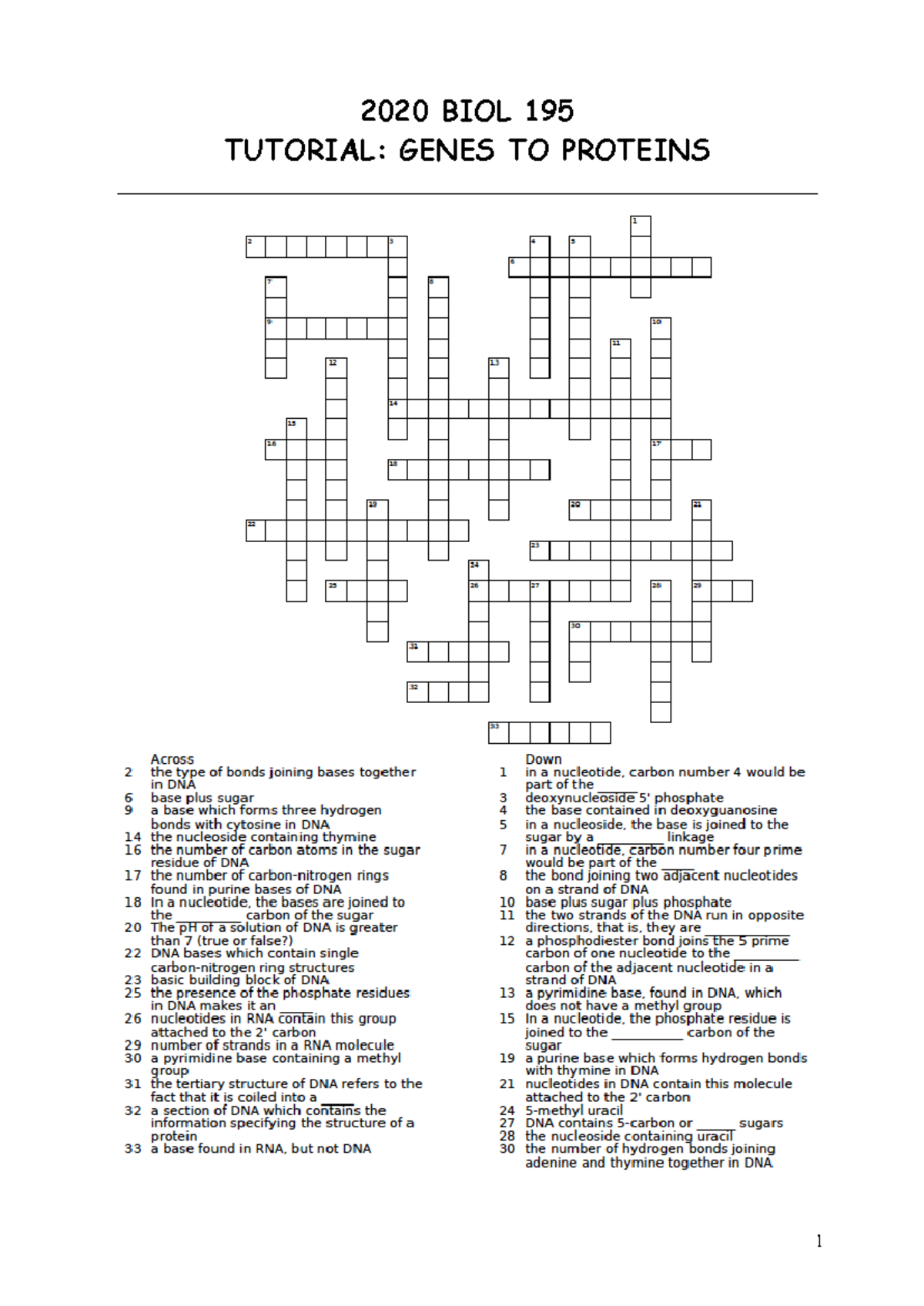 2020 BIOL195 E Genes to Proteins Tutorial - 2020 BIOL 195 TUTORIAL ...
