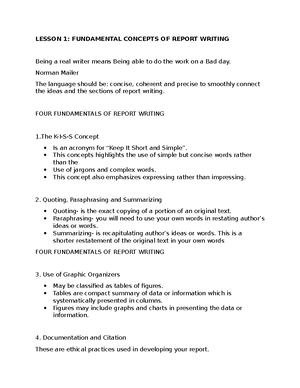 Fundamental Concepts OF Reports - LESSON 1: FUNDAMENTAL CONCEPTS OF ...