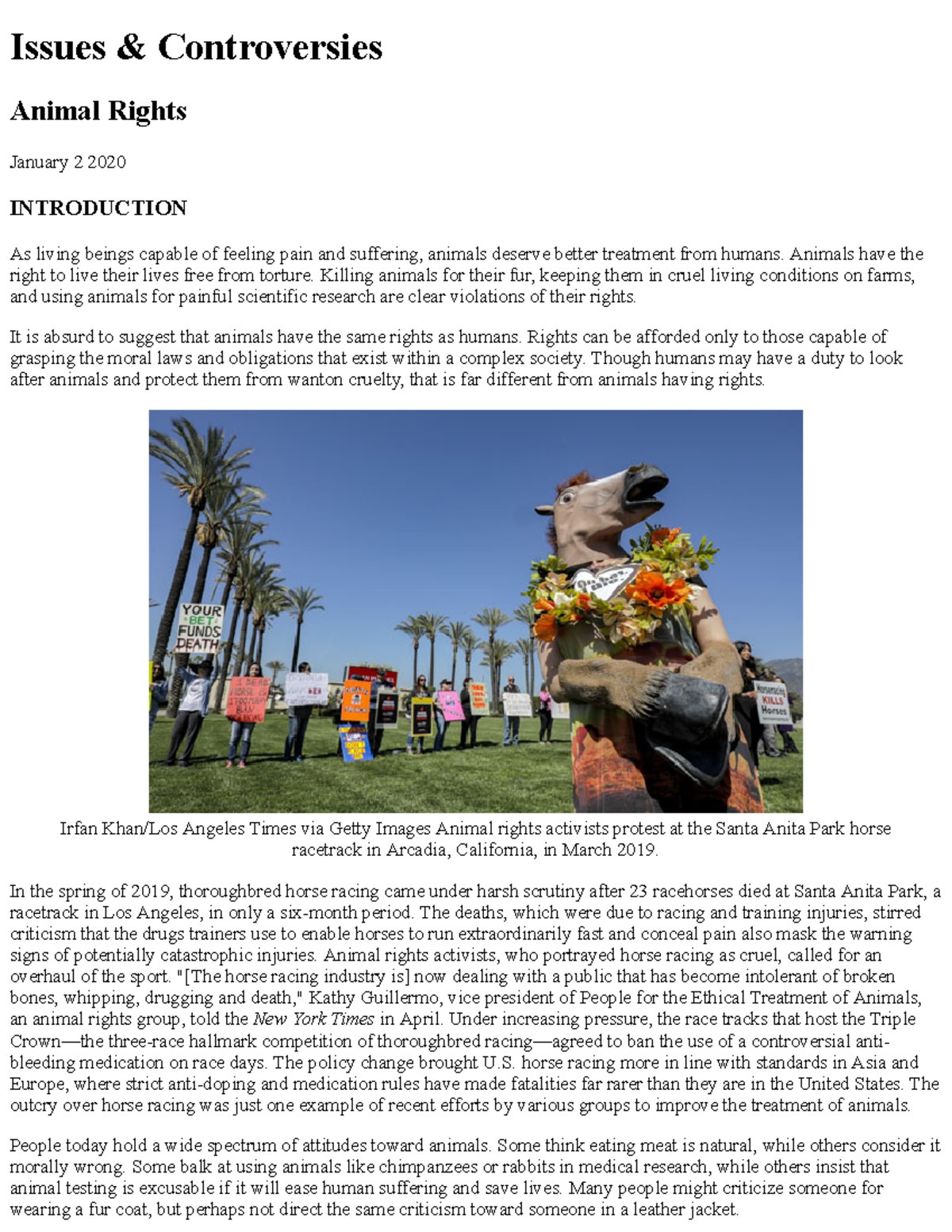 Animal Rights - Issues & Controversies Animal Rights January 2 2020 ...