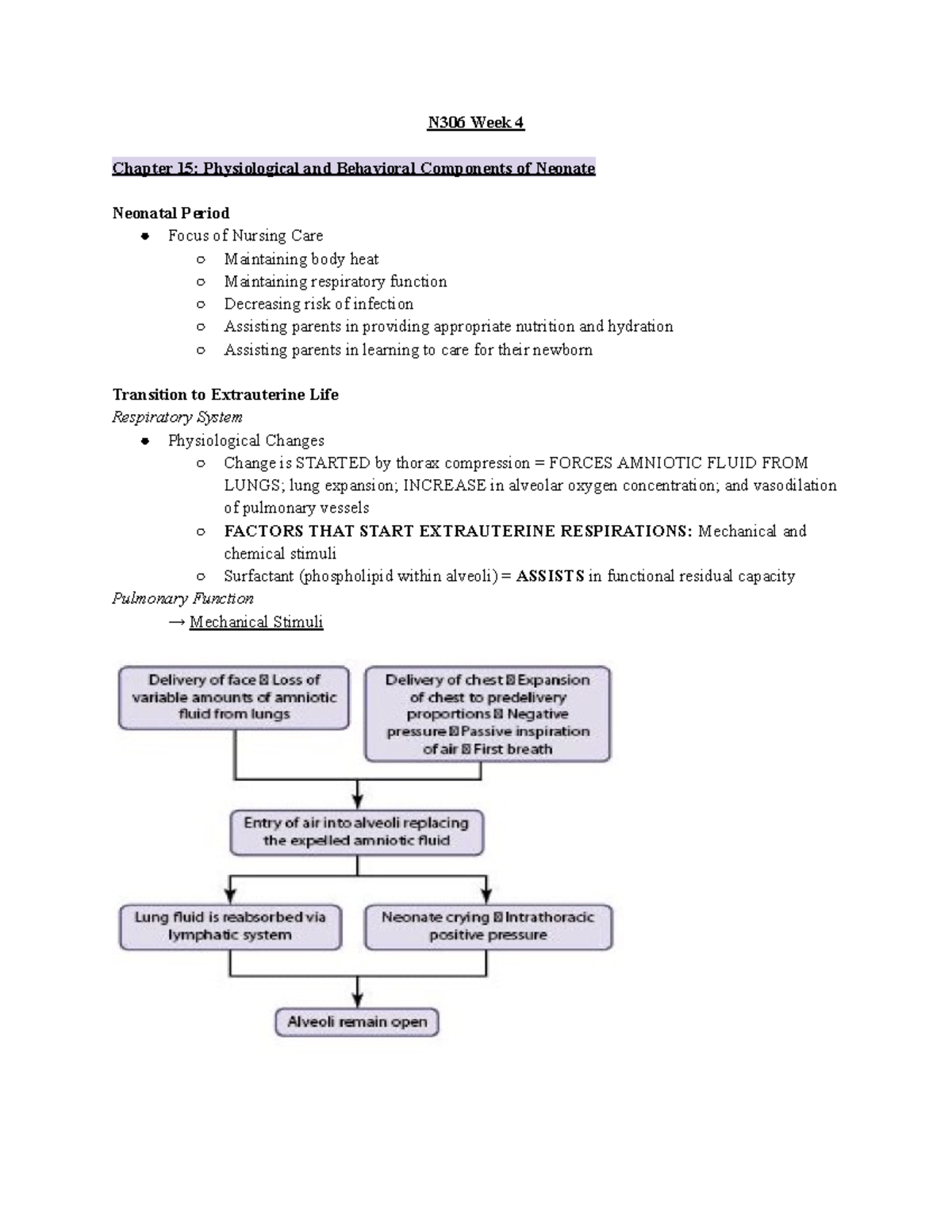 N306 Week 4 - Lecture notes Week 4 - Neonatal - N306 Week 4 Chapter 15 ...