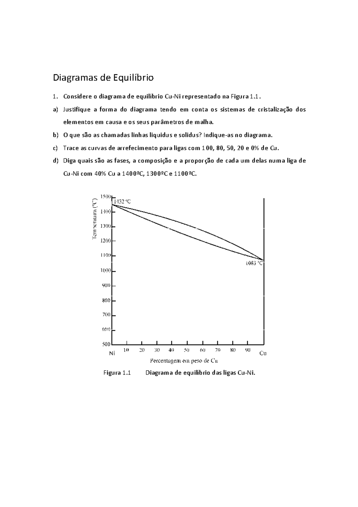 Exercicios aula 1 - Materiais - Diagramas de Equilíbrio 1. Considere o ...