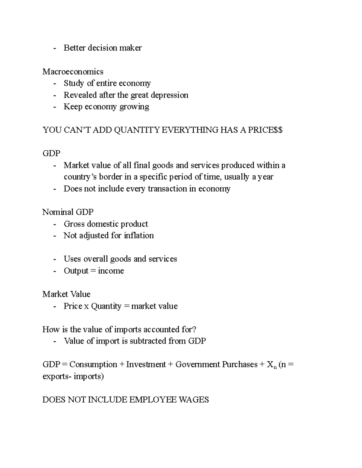 GDP - notes on gdp - Better decision maker Macroeconomics - Study of ...