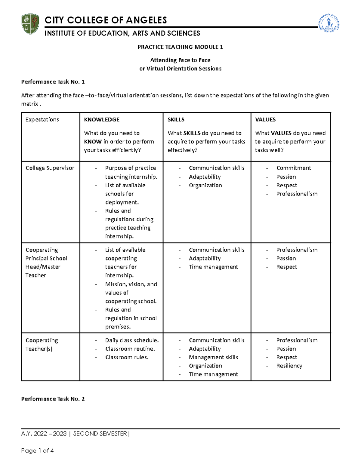 PROFED LEARNING EPISODE - INSTITUTE OF EDUCATION, ARTS AND SCIENCES ...