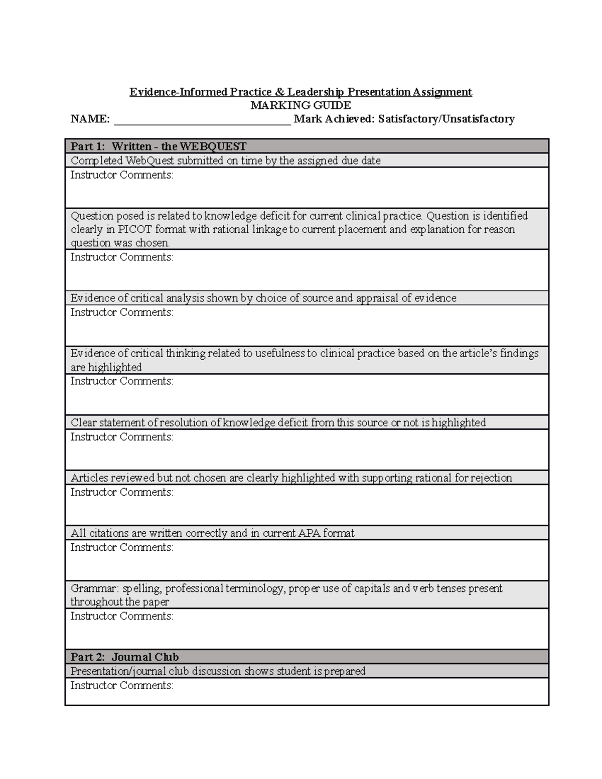 EIP Leadership Assingment Marking Guide (2023) - Evidence-Informed ...