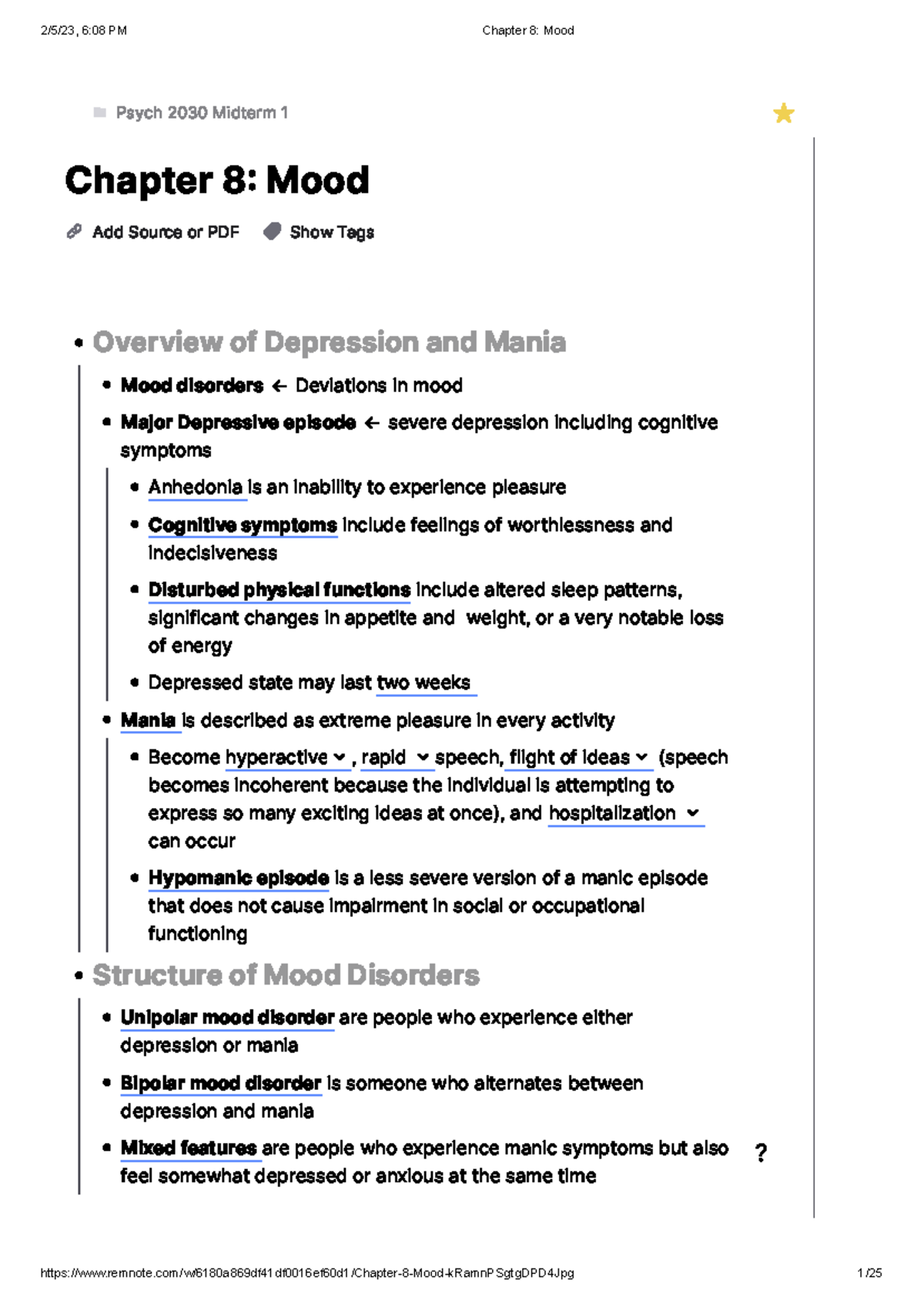 Chapter 8 Mood - Psych 2030 Midterm 1 Add Source or PDF Show Tags ...