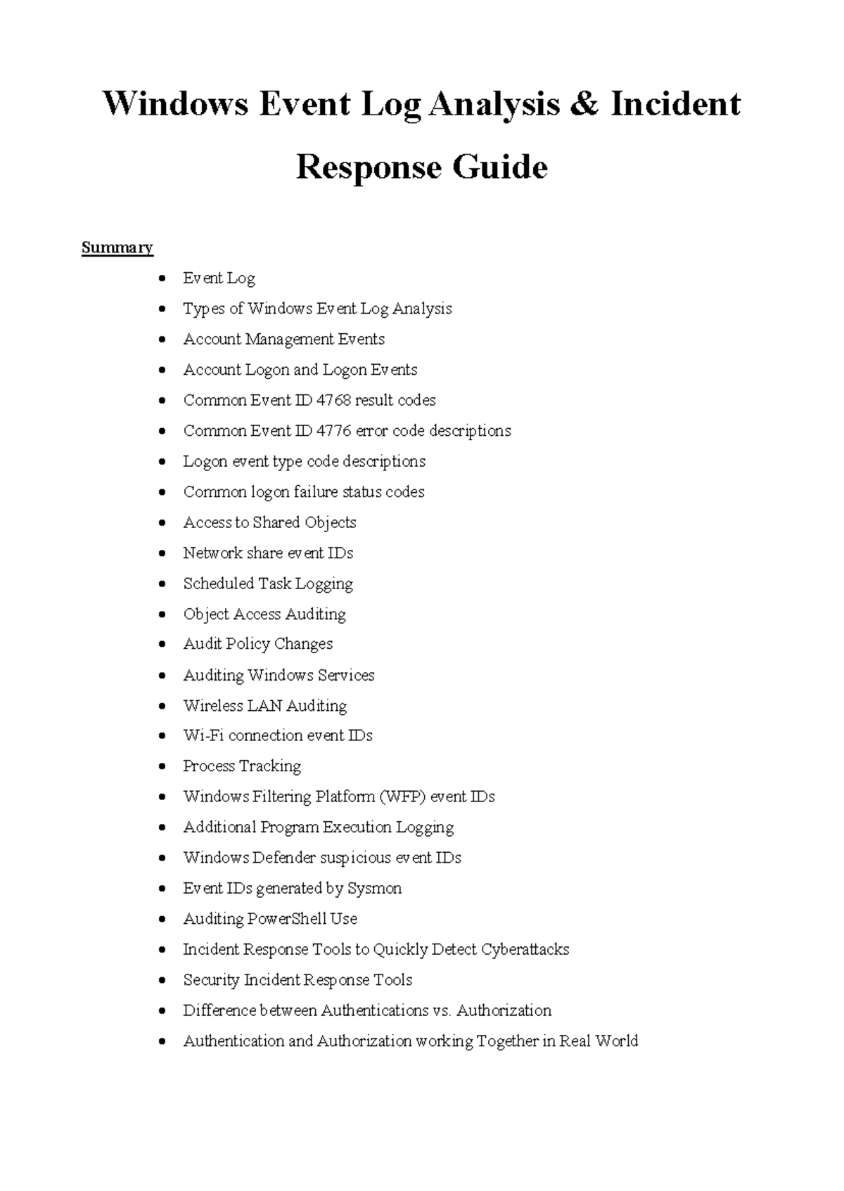 Windows Event Log Analysis & Incident Response Guide - Windows Event ...