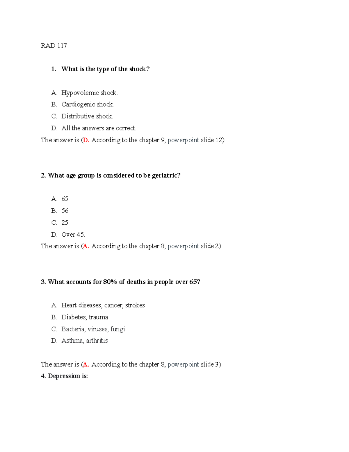 Rad117 a - assignment - RAD 117 What is the type of the shock? A ...