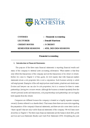 Introduction to Financial Statements - COURSES : Accounting LECTURER ...