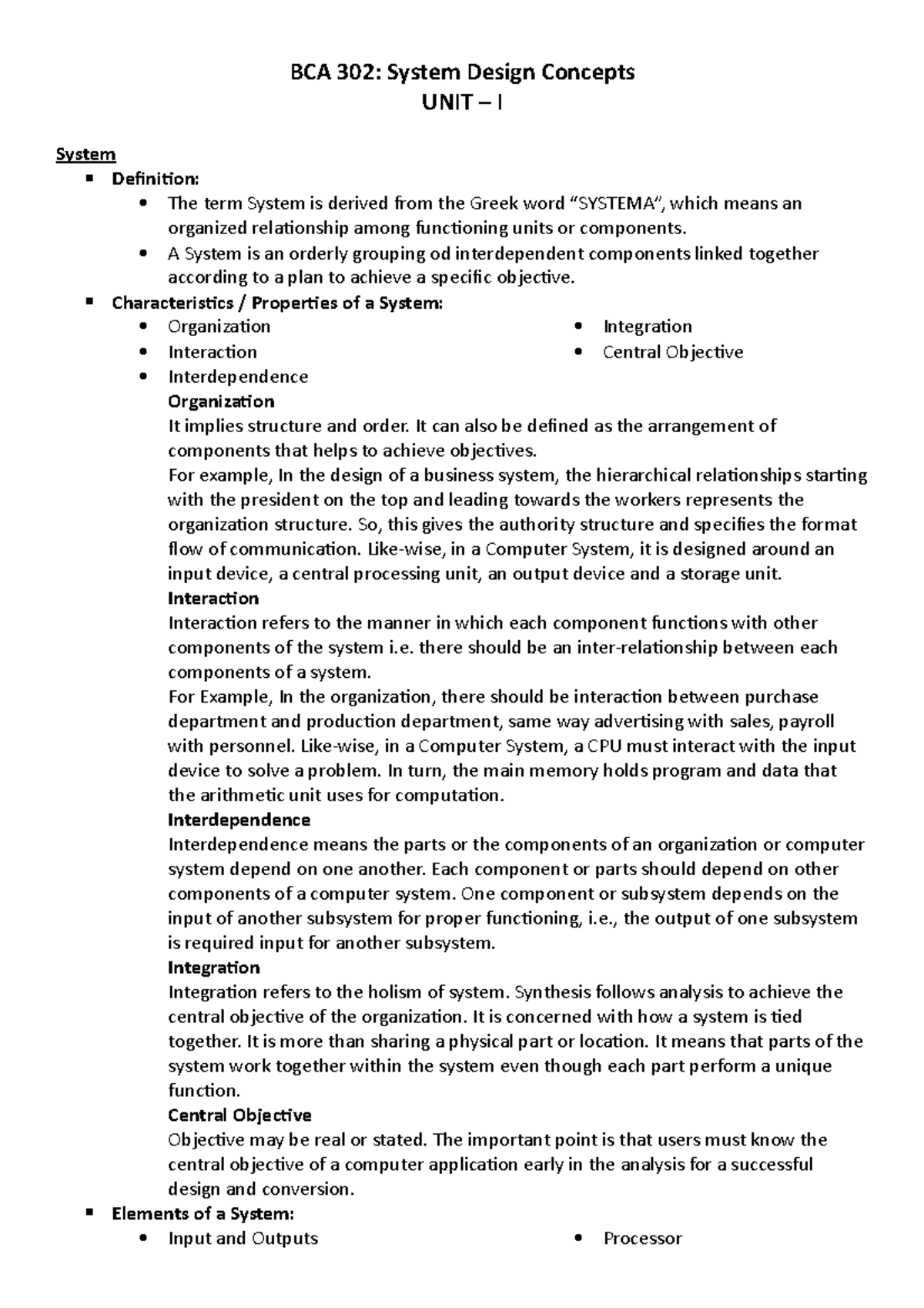 System Design Concept - BCA 302 - Unit I - BCA 302: System Design ...