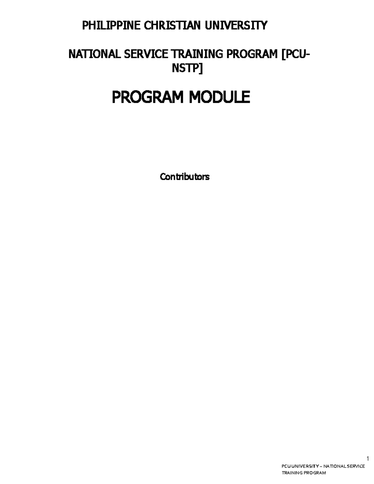 NSTP Manual 2022 - National Service Training Program 2 - PangSU - Studocu