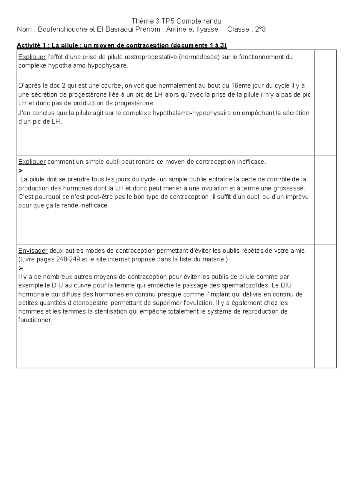 Compte rendu du tp 5 - rapport tp - Thème 3 TP5 Compte rendu Nom ...
