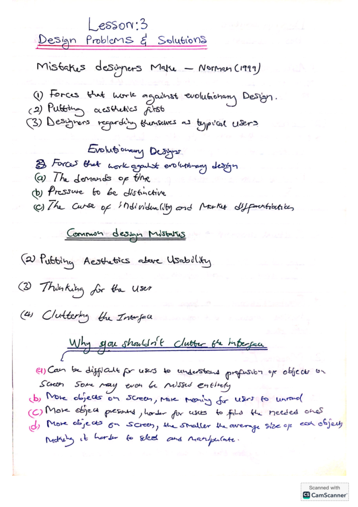 INF1520 HCI lesson 3-4 aummary - Lesson:3 Design Problems Solutions ...