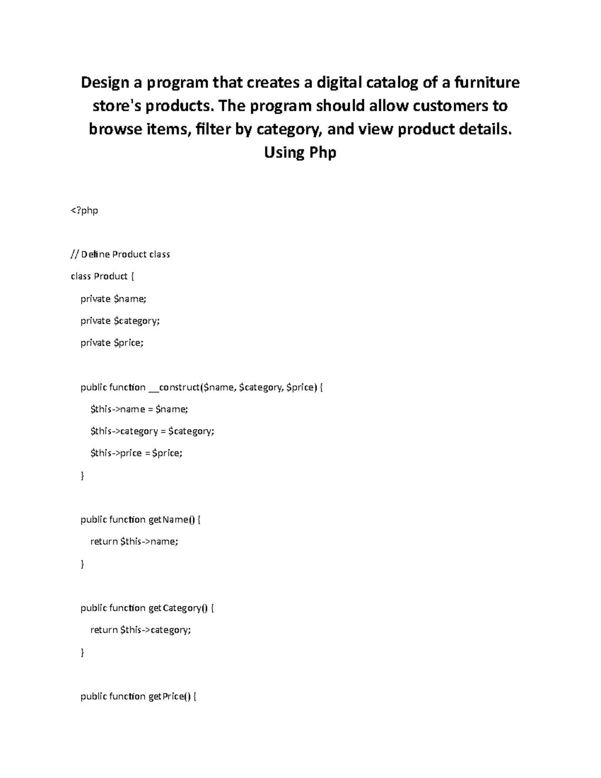 Using Php - Design a program that creates a digital catalog of a ...