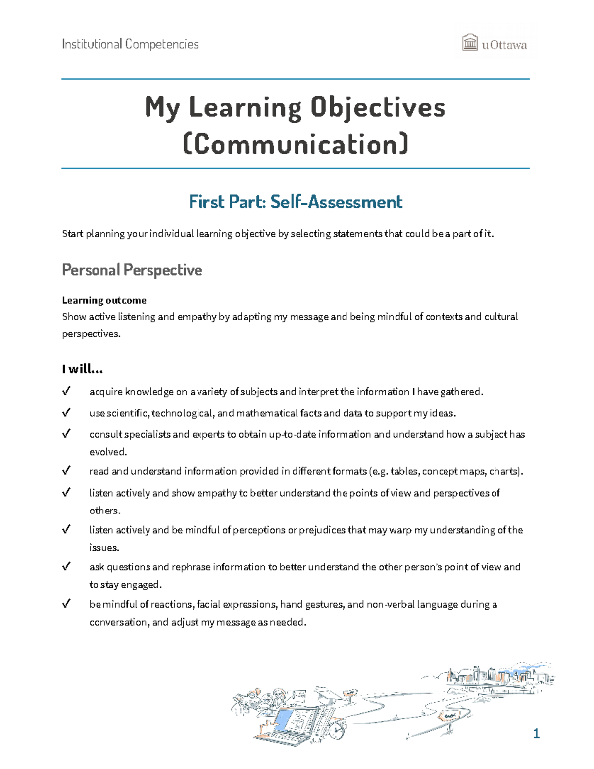 My Learning Objectives (Digital Capacity) First Part: Self-Assessment ...