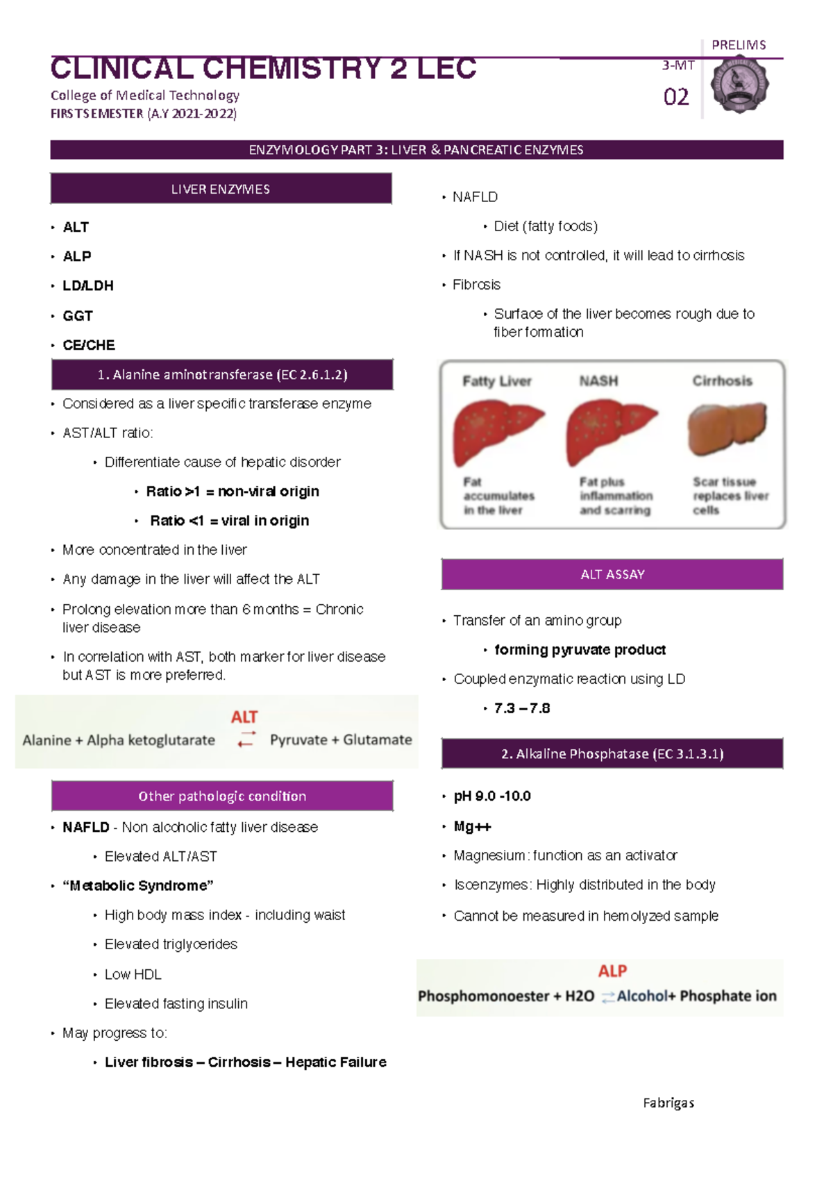 CCM2 LEC Enzymology Part 3 - 3-MT CLINICAL CHEMISTRY 2 LEC College of ...