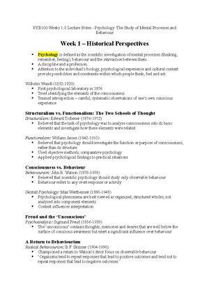 Psychology week one - week 1 practice questions - Psychology week one What is Psychology Who is ...