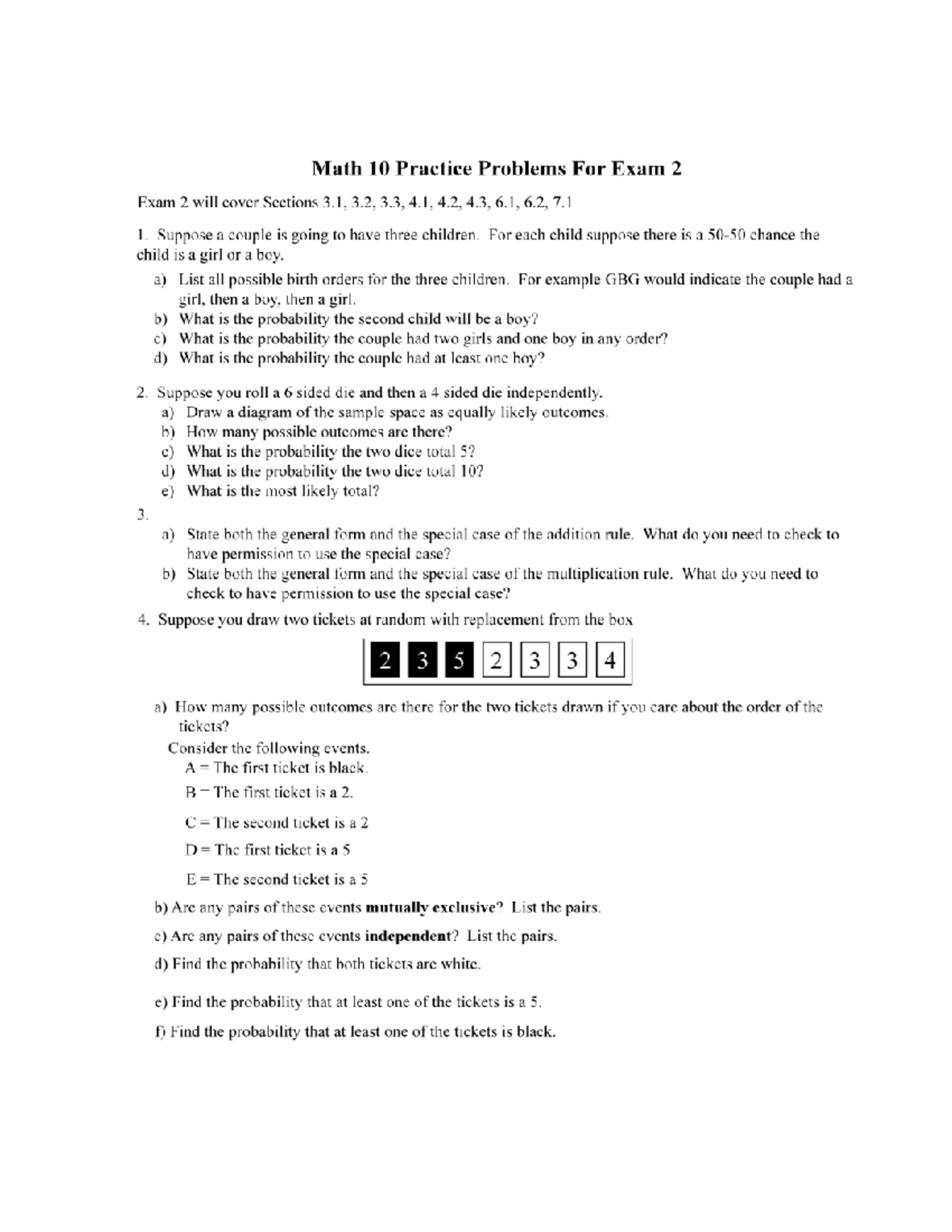Math 10 Practice Problems for Exam 2 - Math 10 Practice Problems For ...