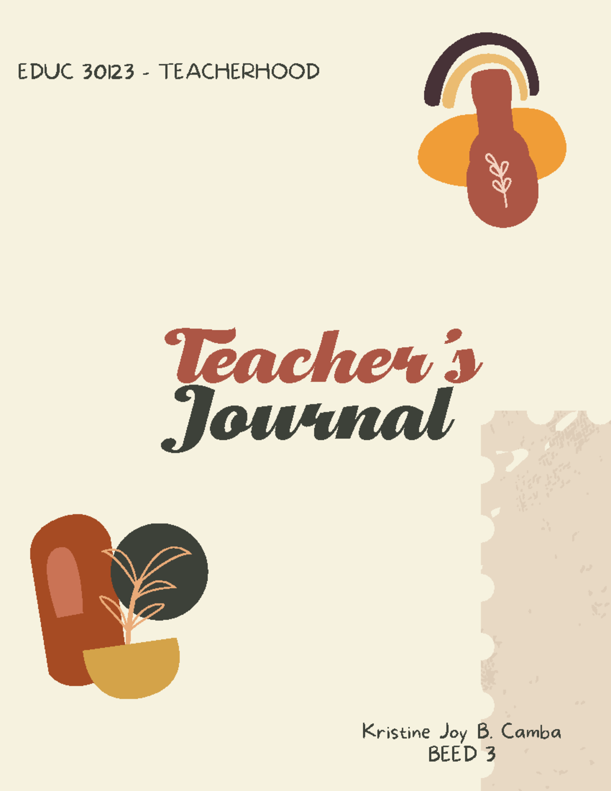 Camba Kristine JOY B. BEED3 - Teacher's Journal Kristine Joy B. Camba ...