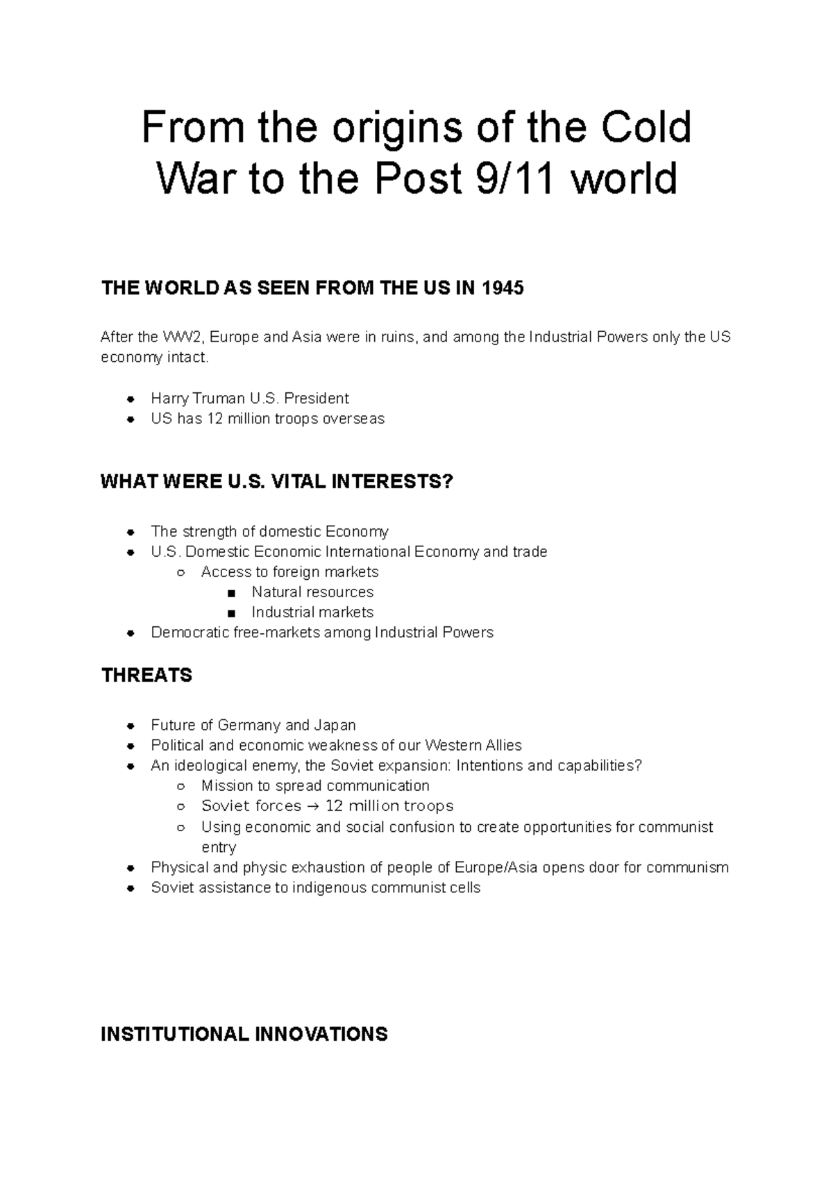 5.Cold War 1945-1990 - Unit 5 - From the origins of the Cold War to the ...