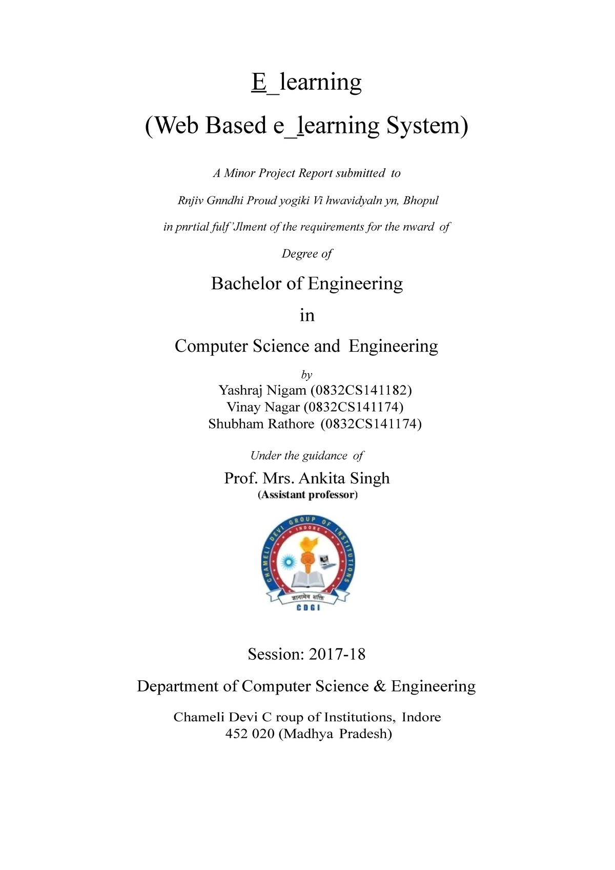 Document - i am very happy - E_learning (Web Based e_learning System) A Minor Project Report ...