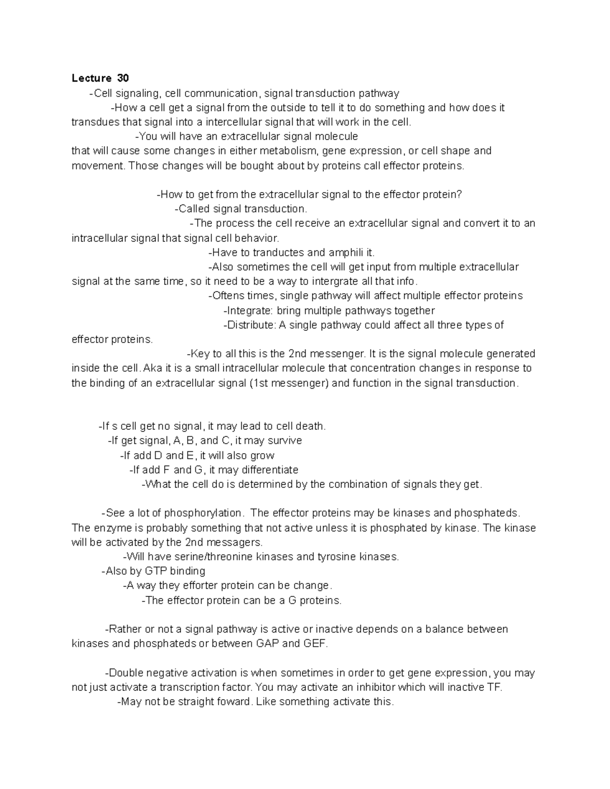Cell Biology test 3 - Lecture 30 -Cell signaling, cell communication ...