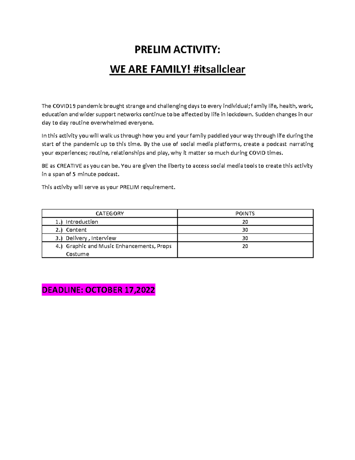TCM411 Communication Social Media- Prelim - PRELIM ACTIVITY: WE ARE ...