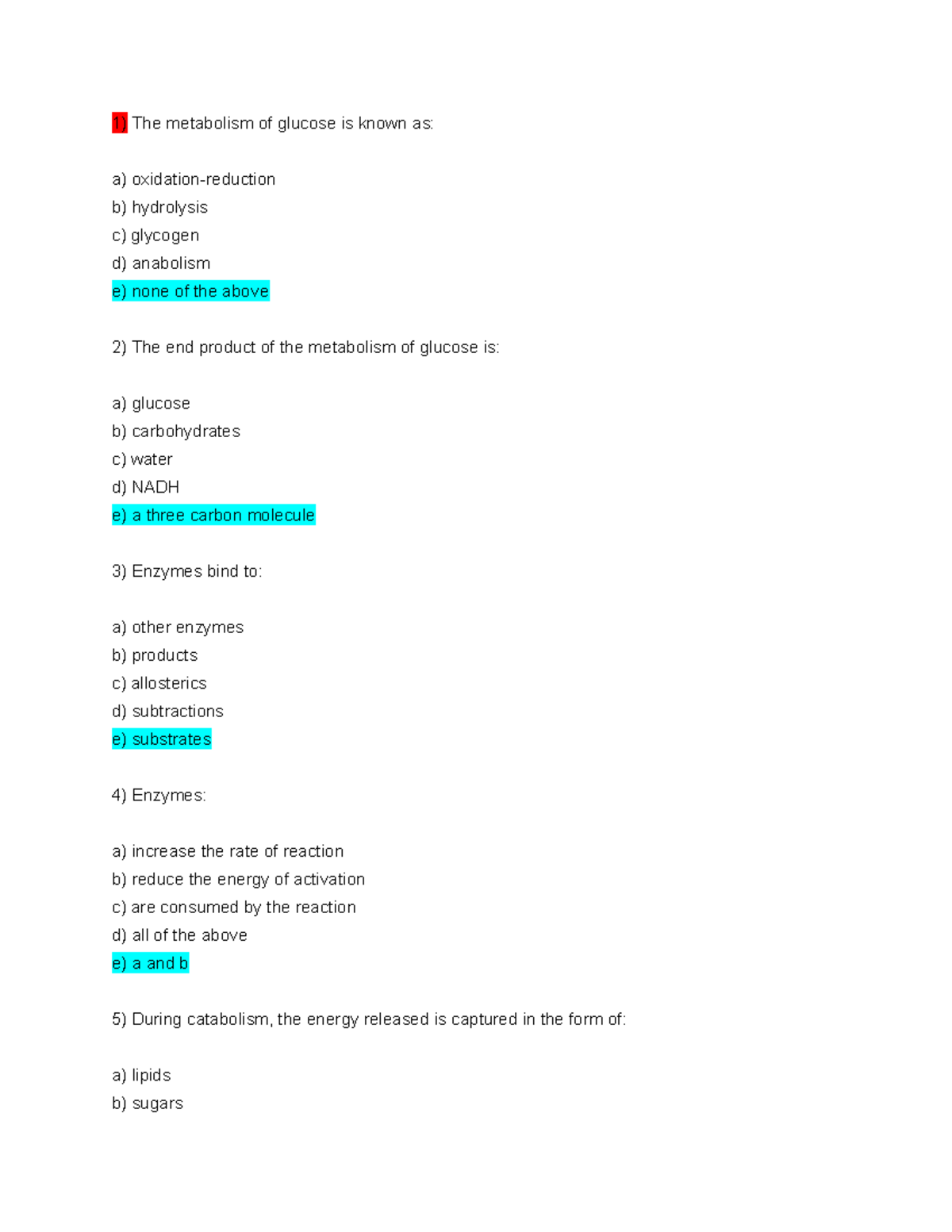 Micro bio test 3 - exam 3 - The metabolism of glucose is known as: a ...