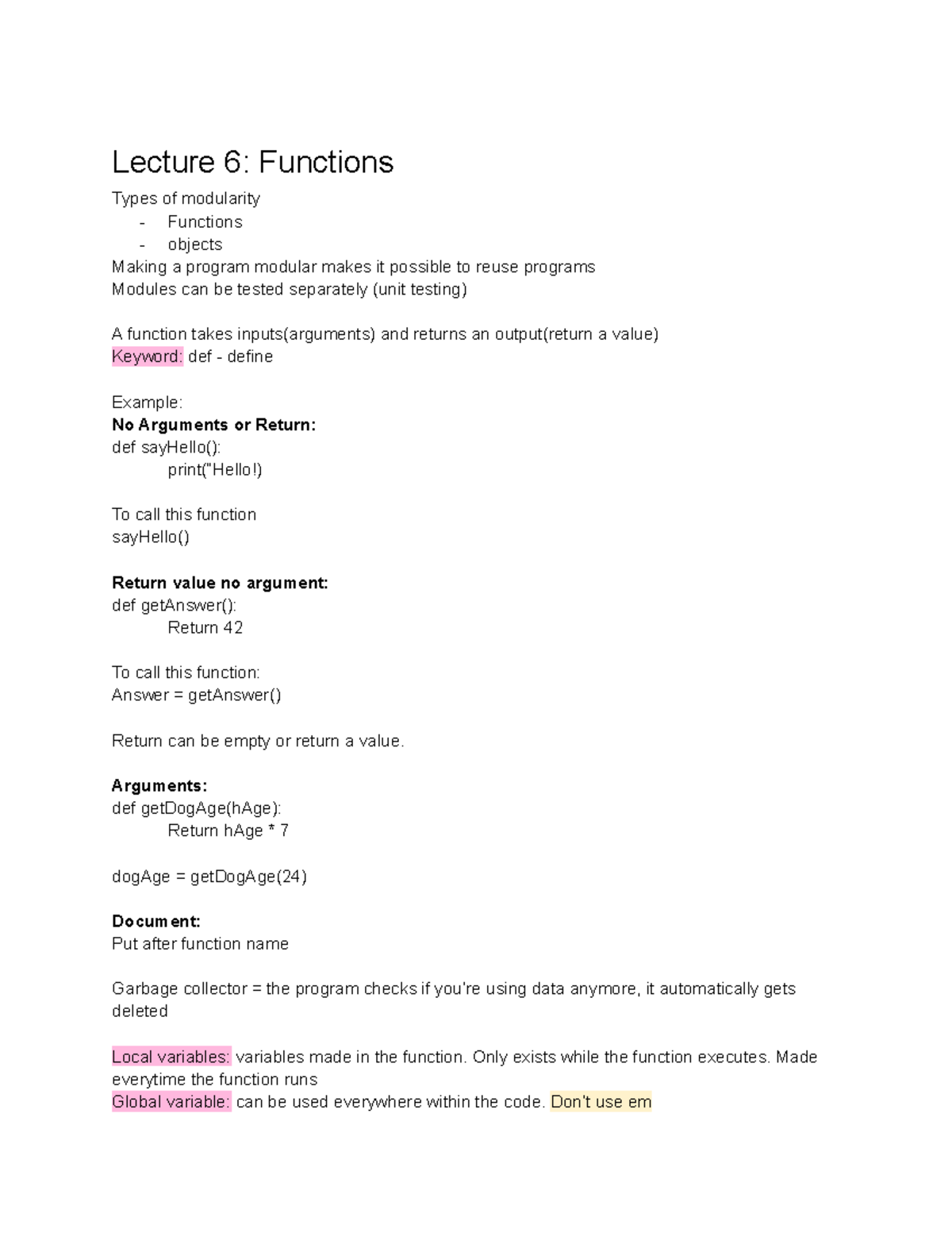 Lecture 6 Functions Lecture 6 Functions Types Of Modularity 6641