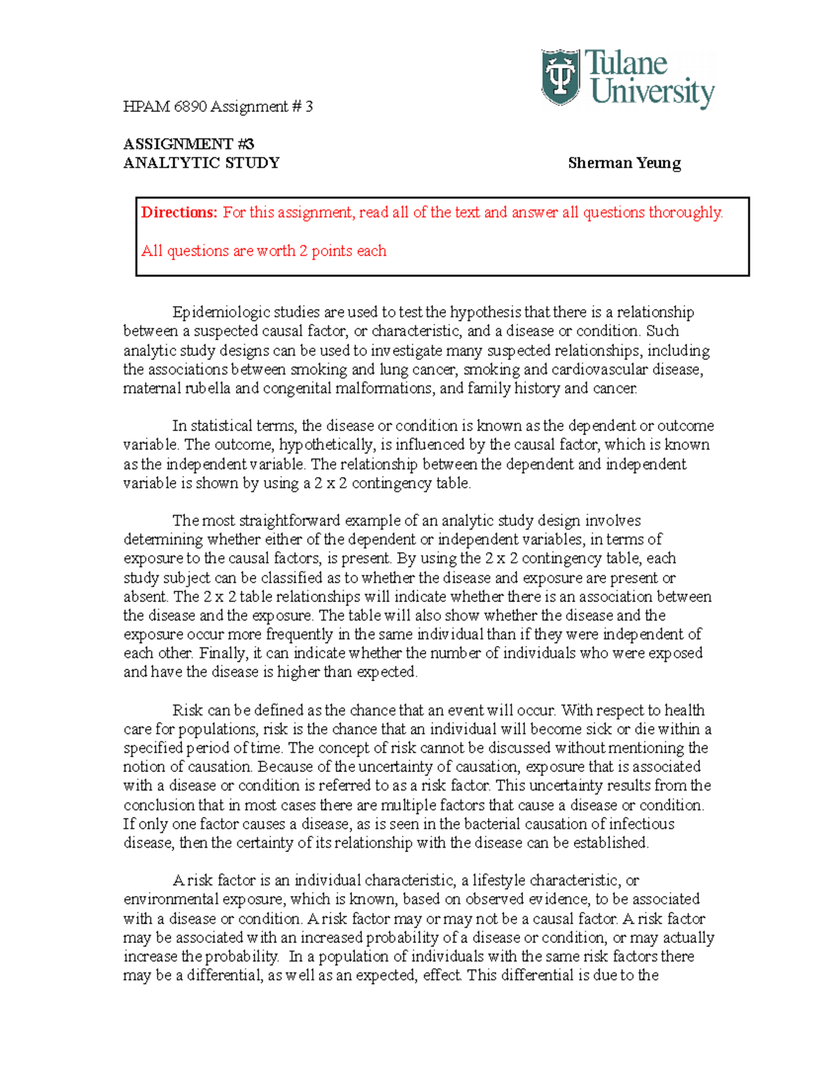 HPAM 6890 Assignment 3 - ASSIGNMENT ANALTYTIC STUDY Sherman Yeung ...