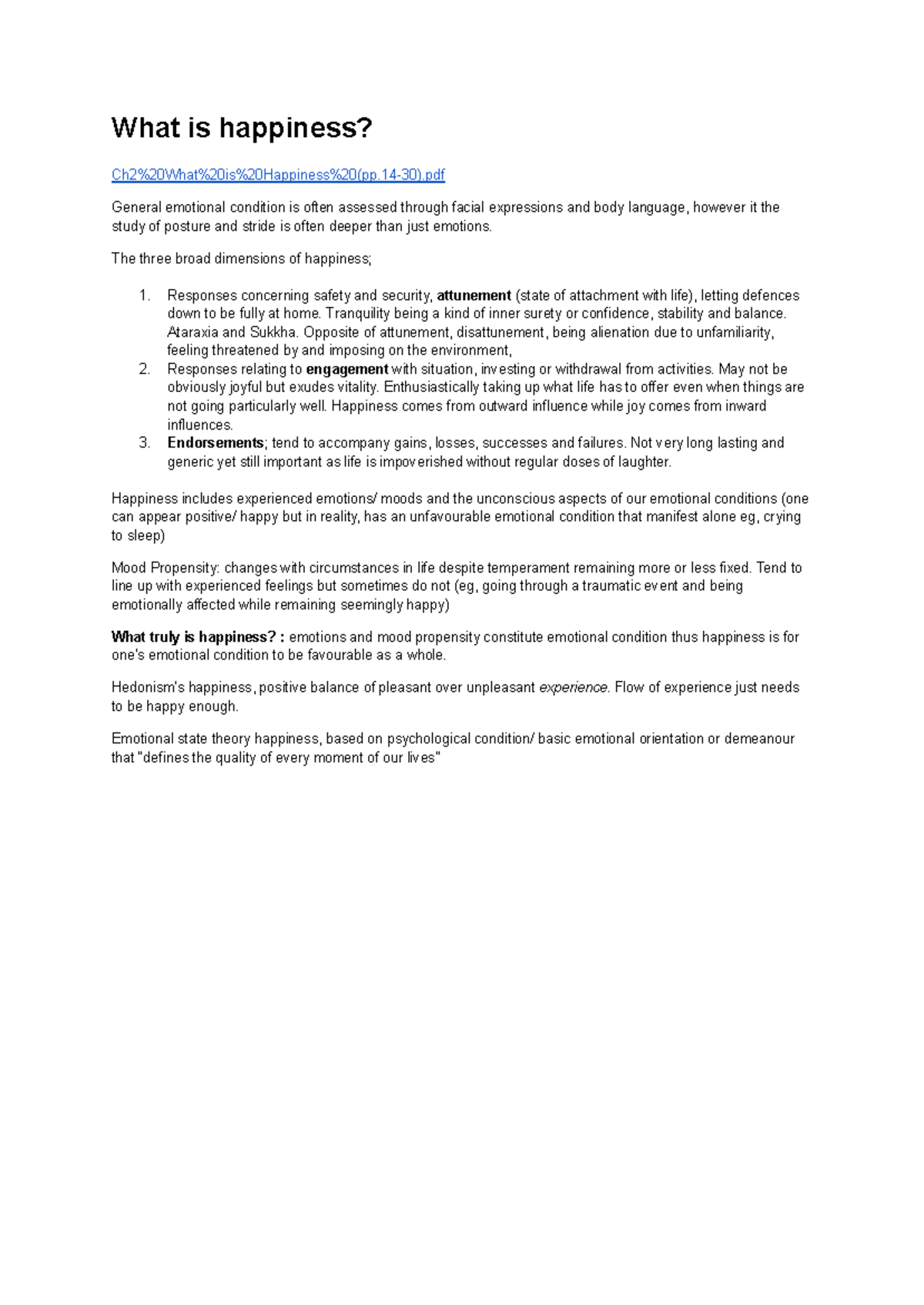 What is happiness - Summary Big Questions - What is happiness? - Studocu