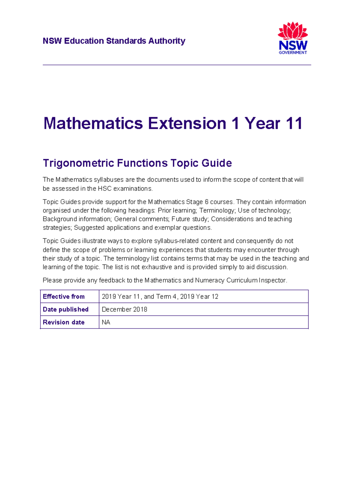 Mathematics extension 1 year 11 topic guide trigonometric functions ...