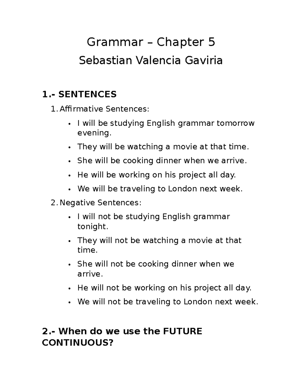 Grammar chapter 5 - Grammar – Chapter 5 Sebastian Valencia Gaviria 1 ...