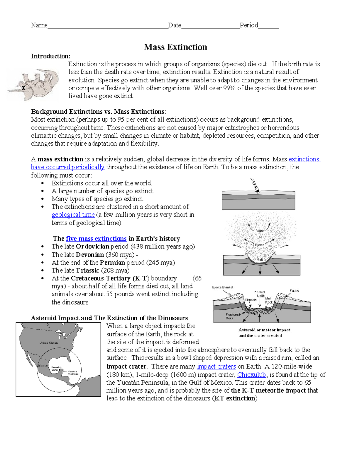 Mass extinction worksheet answers - Mass Extinction Introduction ...